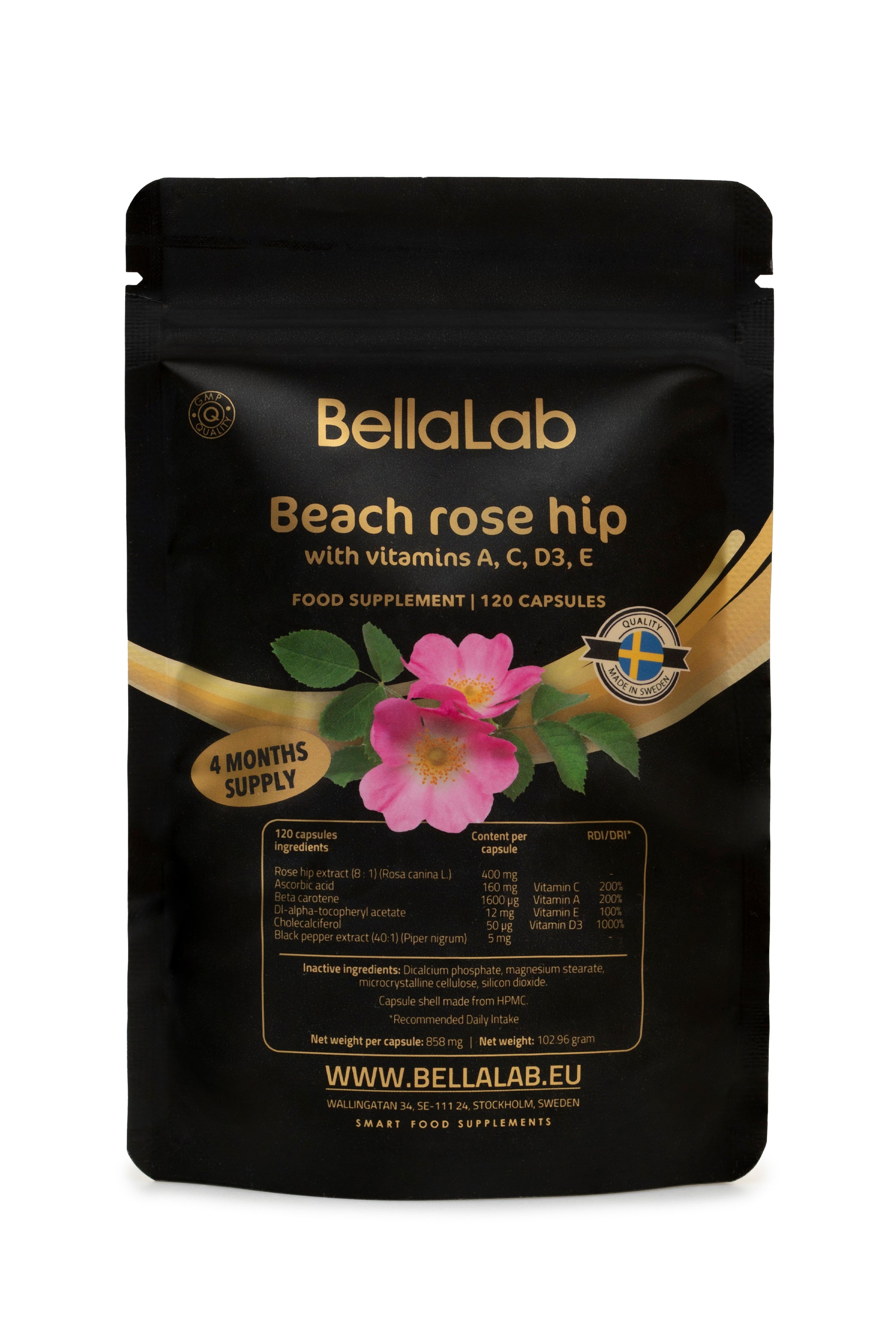 Beach Rose hip + A, C, D3, E – imunitetui ir regeneracijai – Bellalab LT