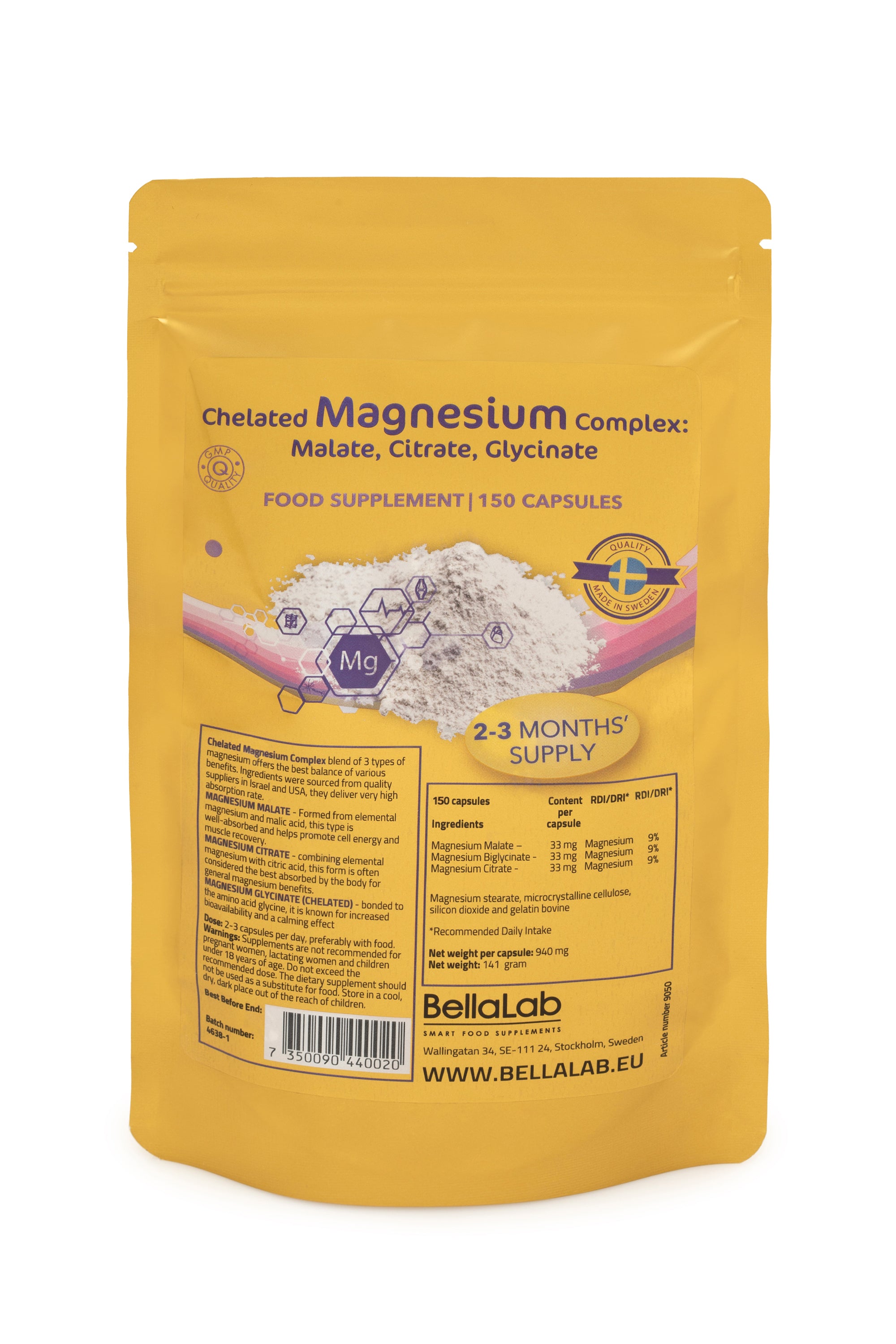 Magnio kompleksas: Malatas, Citratas, Glicinatas – Bellalab LT